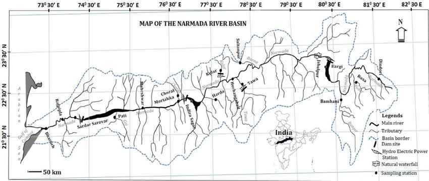 Map of the Narmada Basin | Open Rivers Journal